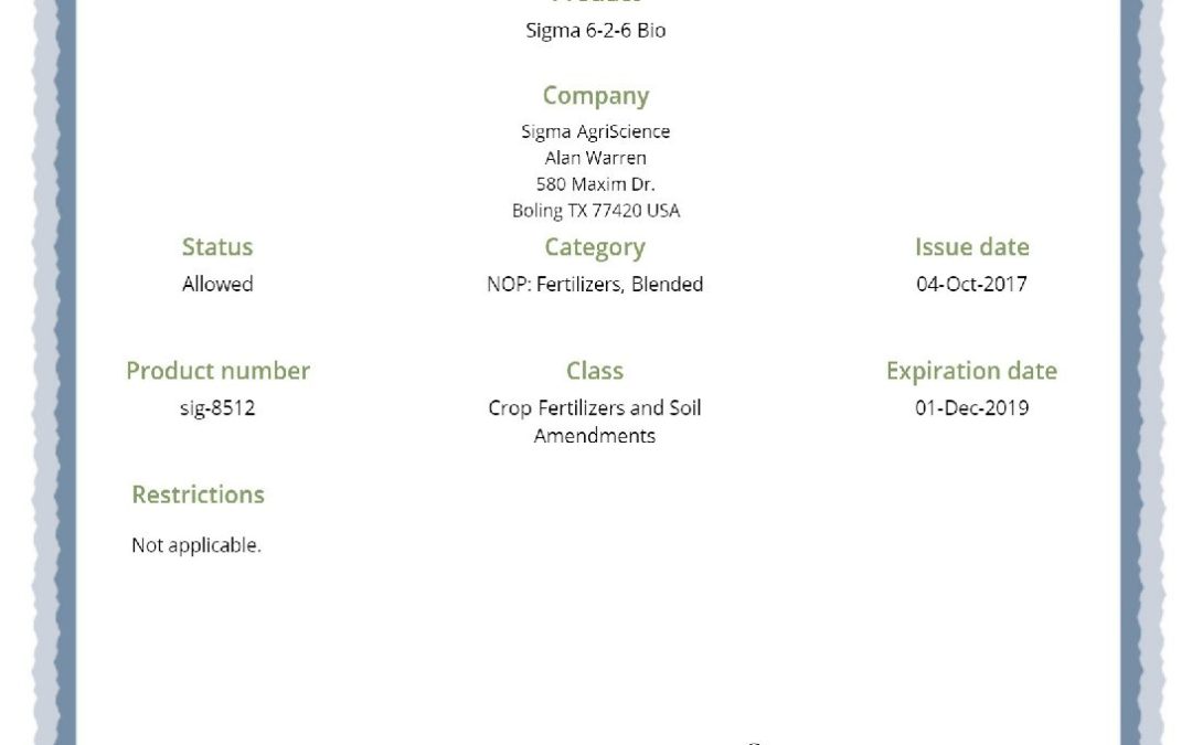 omri-sigma626-bio | Am-ag, LLC (es)